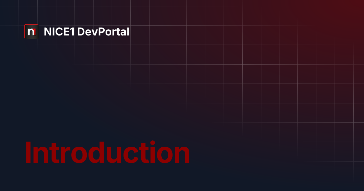 Introduction | NICE1 DevPortal