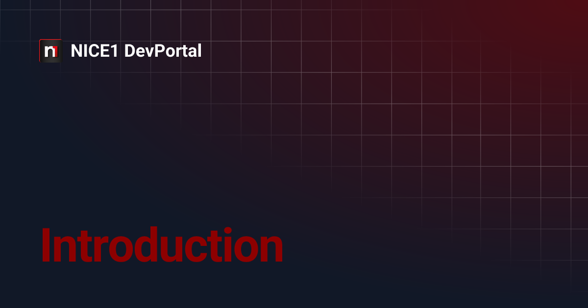 Introduction | NICE1 DevPortal