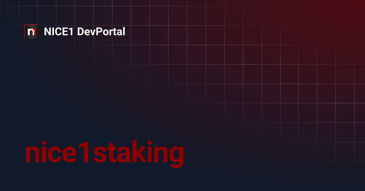 nice1staking | NICE1 DevPortal